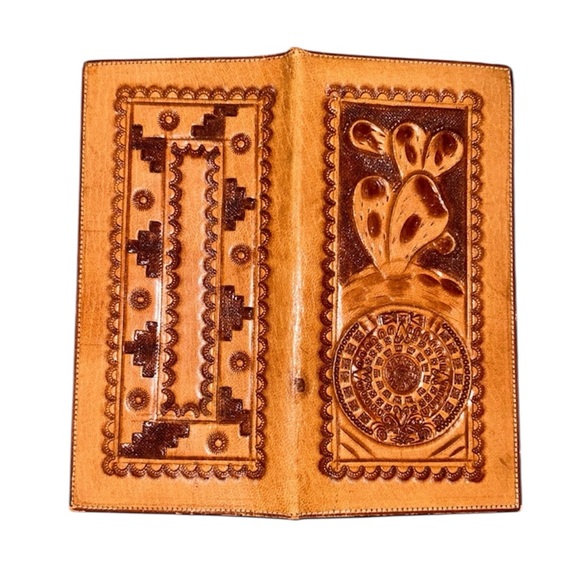 artmex | Bags | Handcrafted Western Tooled Leather Aztec Vintage Bifold ...
